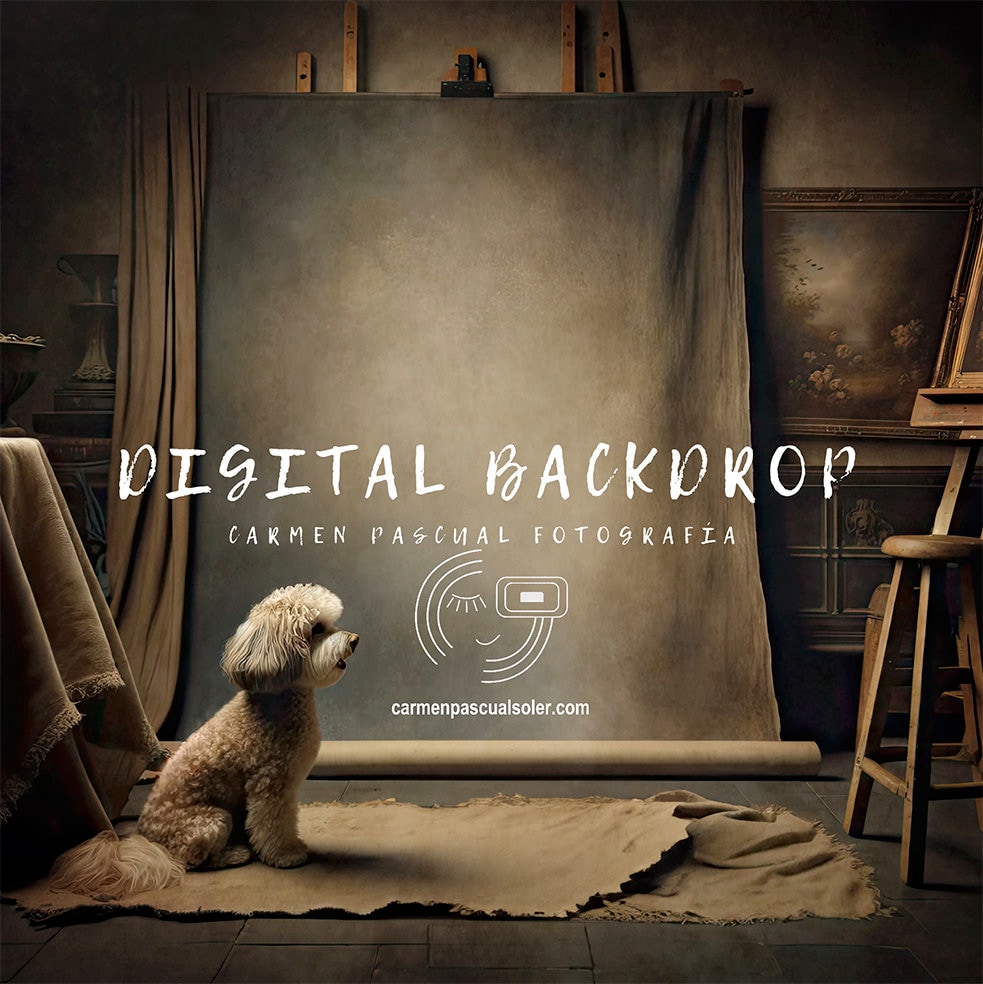 Retro Canine Digital Backdrop, Vintage Dog Portrait Background, Classic ...