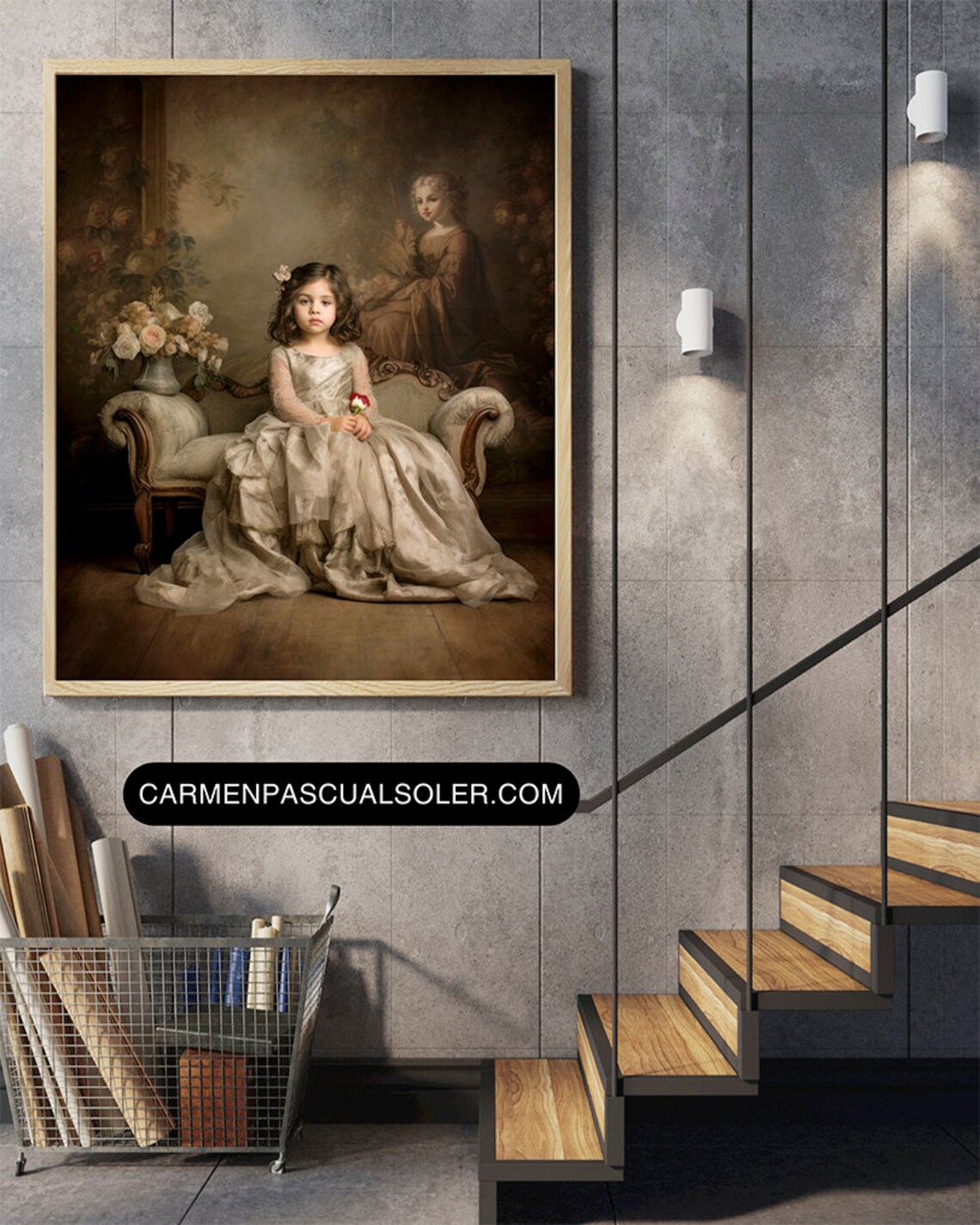 Vintage Wall and Sofa Digital Photo Background Retro Living Room ...