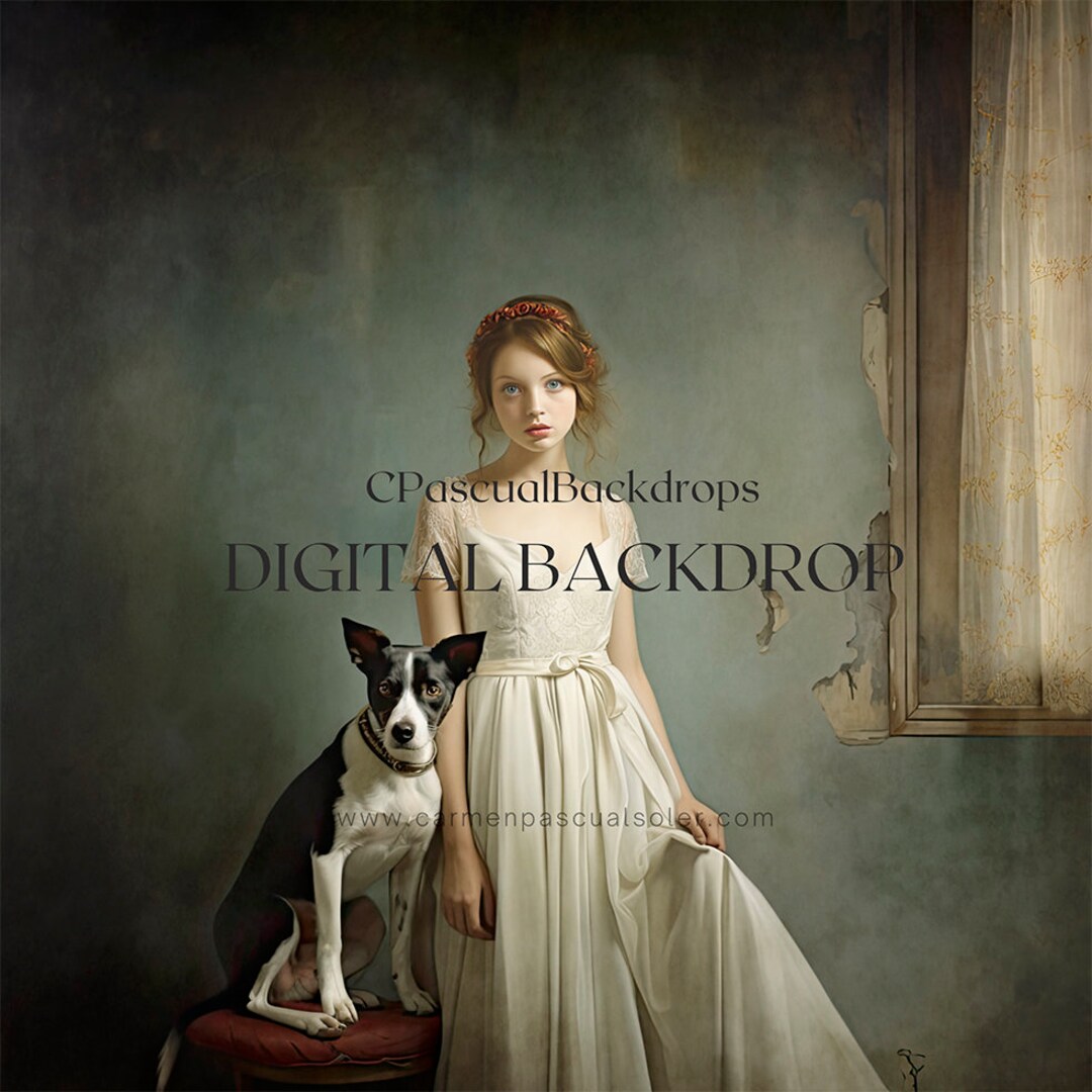 Retro Canine Digital Backdrop, Vintage Dog Portrait Background, Classic ...