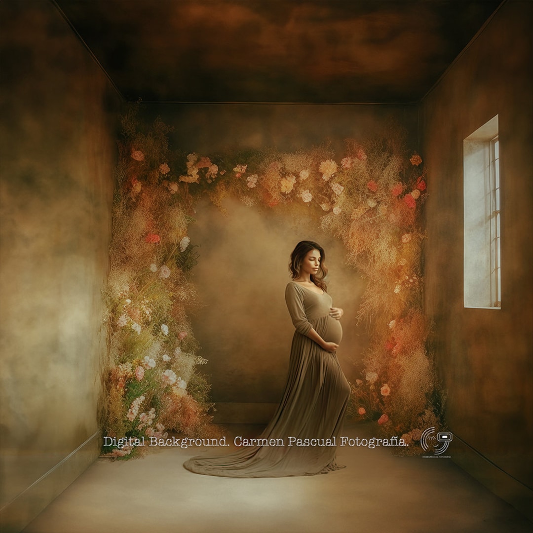 Fine Art Backdrop, Room With Arch of Flowers, Baroque Fine Art Digital ...