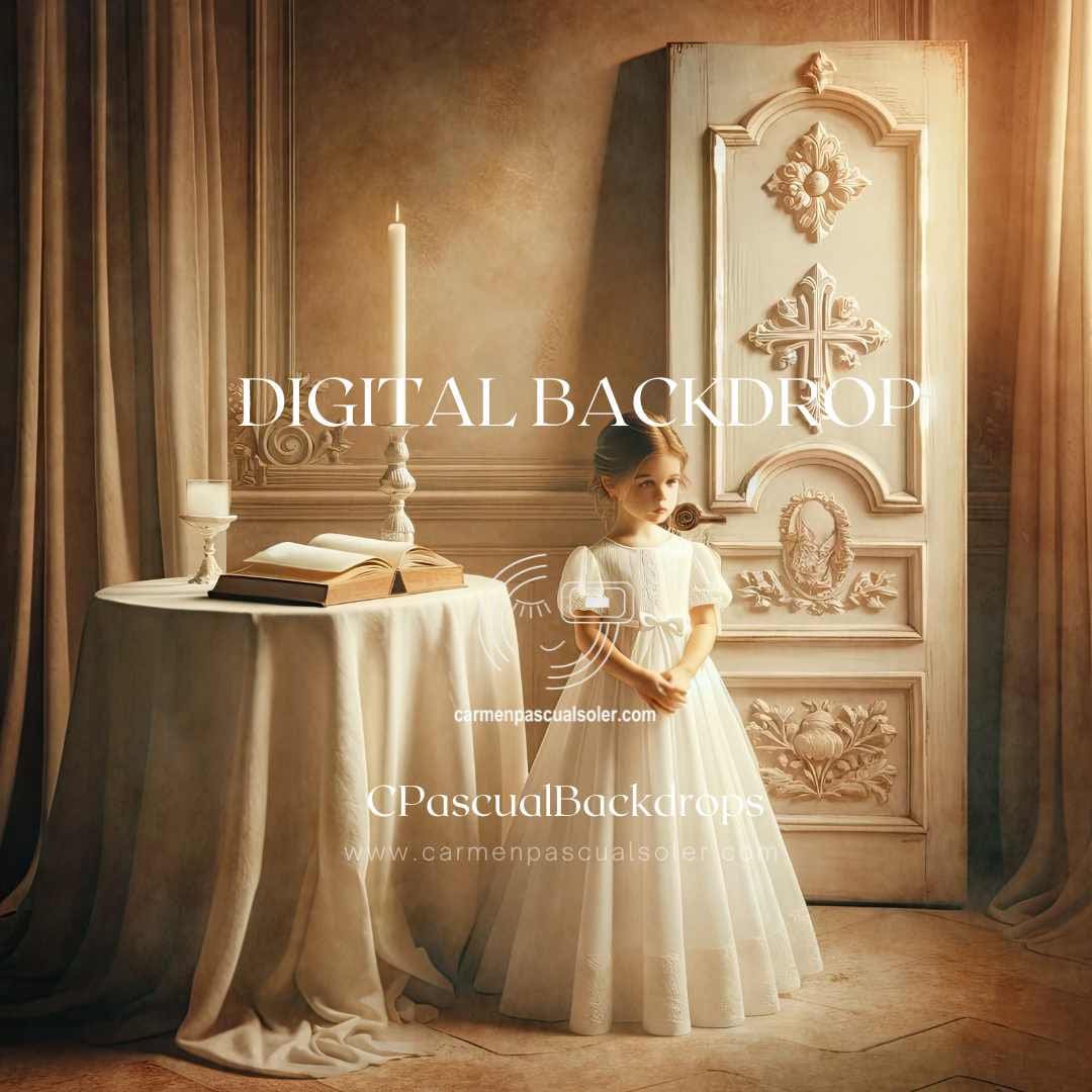 First Communion Digital Backdrop - Elegant Ceremony Photographic ...
