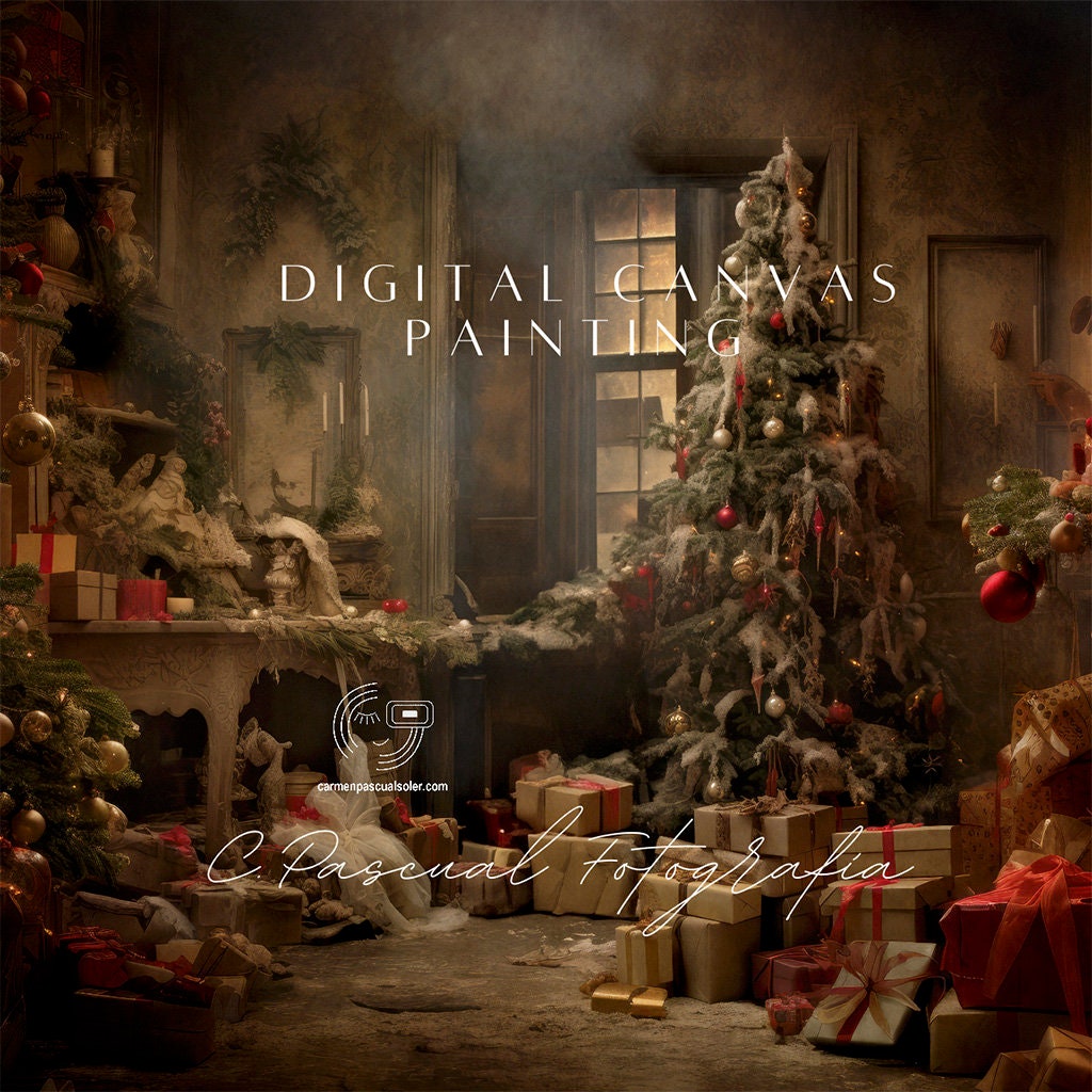 Rustic Christmas Digital Backdrop, Magical Xmas Backdrop Overlays ...