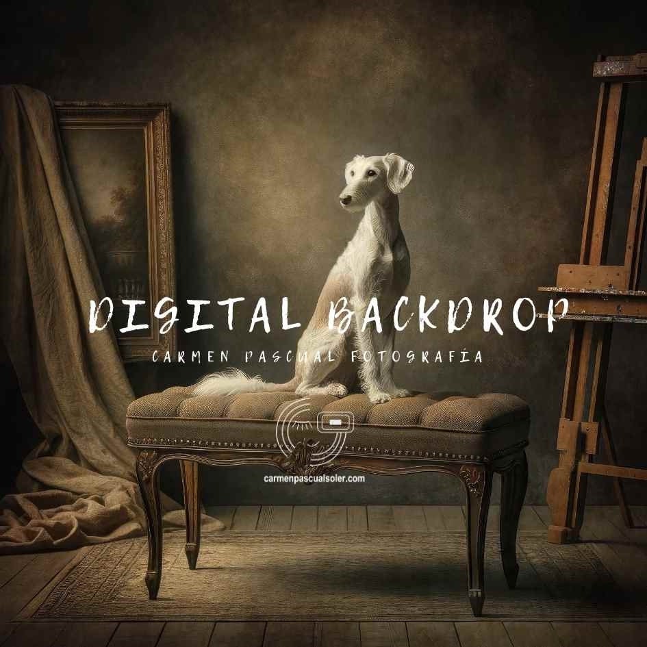 Vintage Pet Portrait Background, Classic Digital Backdrop for Animal ...