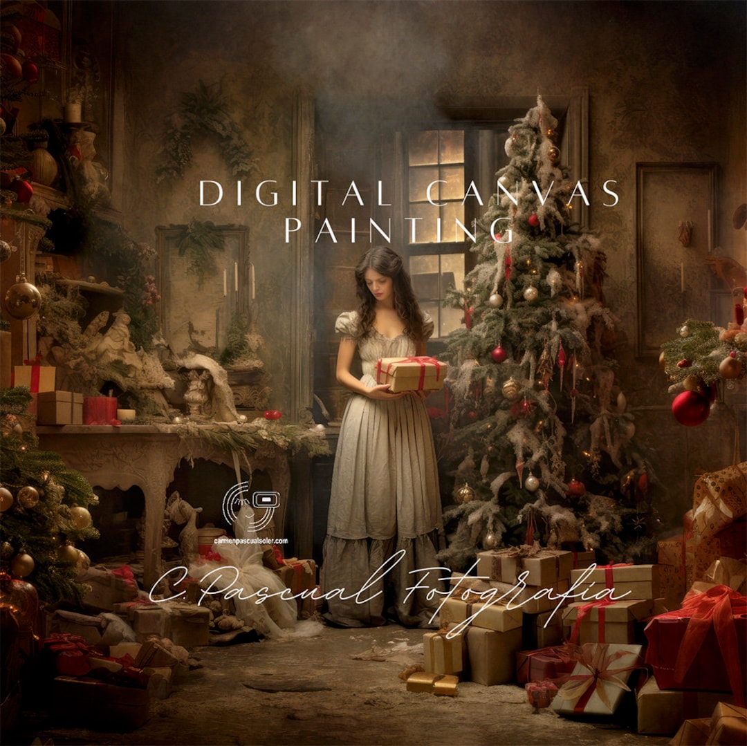 Rustic Christmas Digital Backdrop, Magical Xmas Backdrop Overlays ...