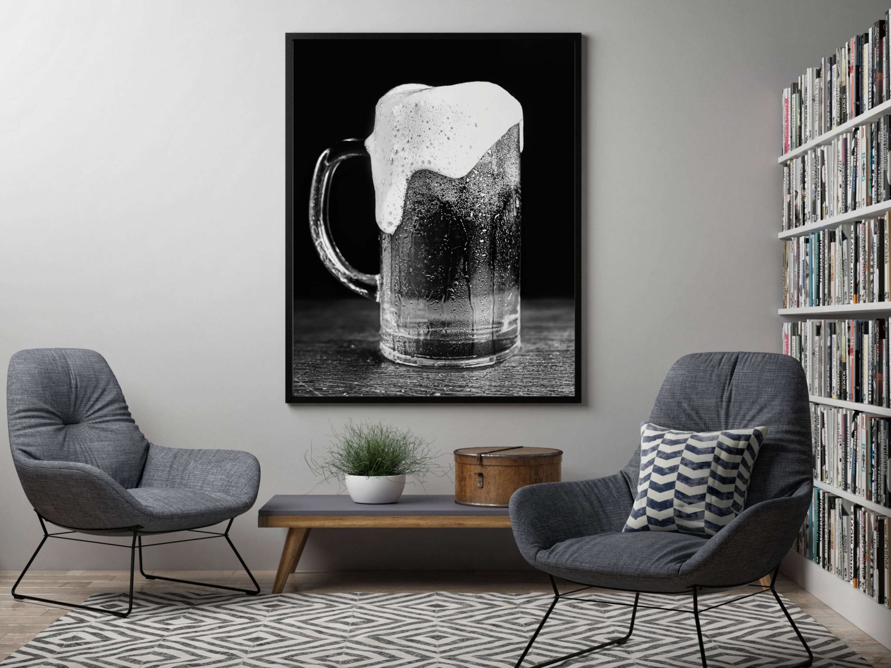 Beer Poster, Bar Cart Print, Black and White, Alcohol Wall Art, Fine ...