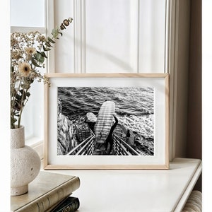 Longboard Surfboard Print, Black and White Surf Print, Beach House Wall ...