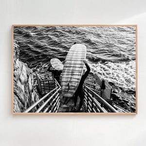 Longboard Surfboard Print, Black and White Surf Print, Beach House Wall ...