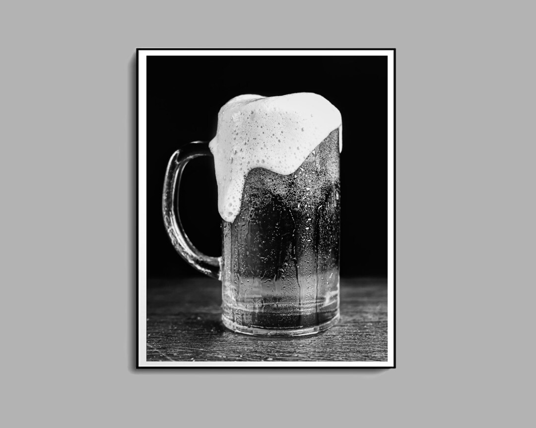 Beer Poster, Bar Cart Print, Black and White, Alcohol Wall Art, Fine ...