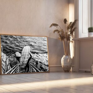 Longboard Surfboard Print, Black and White Surf Print, Beach House Wall ...