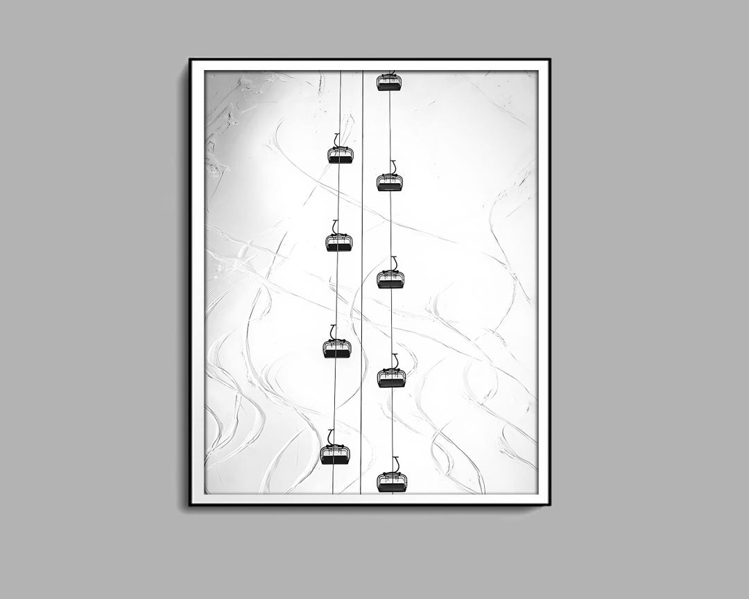 Vintage Ski Lift Poster, Black and White, Ski Lodge Decor, Ski Lift ...