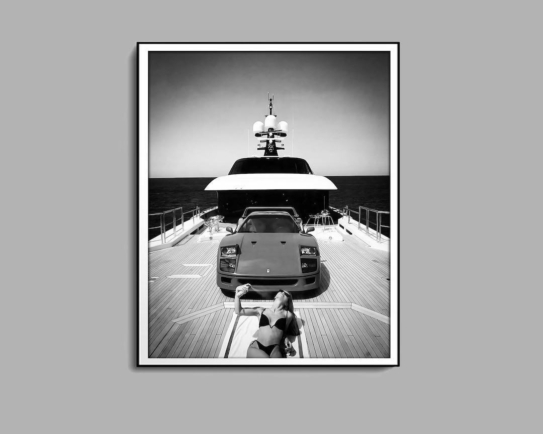 Luxury Yacht Poster, Black and White, Yacht Wall Art, Luxury Lifestyle ...