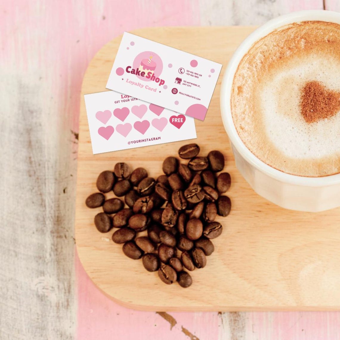 Pink Cake Shop Loyalty Card Template: Editable Bakery Rewards (canva ...