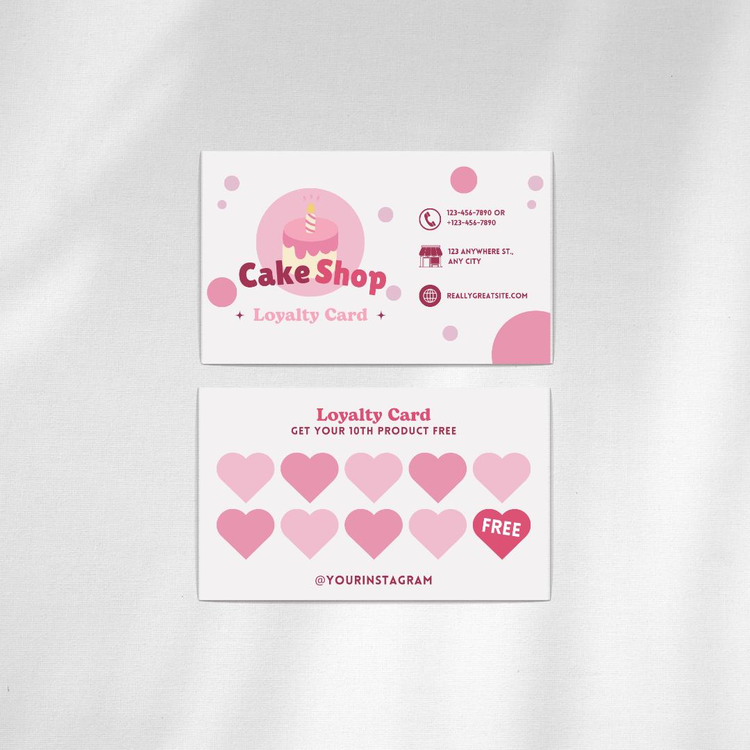 Pink Cake Shop Loyalty Card Template: Editable Bakery Rewards (canva ...