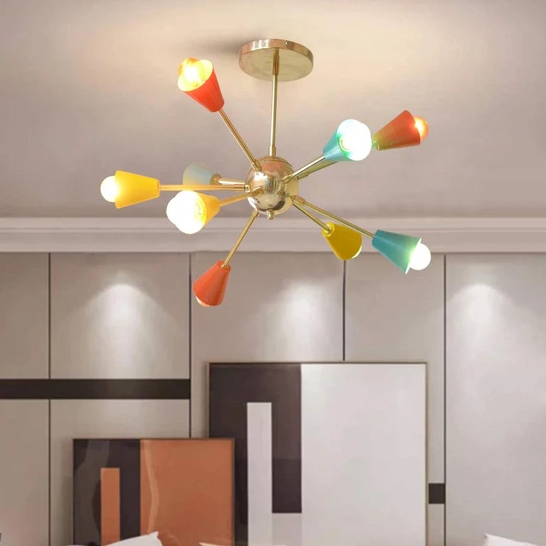 Modern Chandelier, 12 Lights Golden Light Fixture Hanging Brass Mid ...