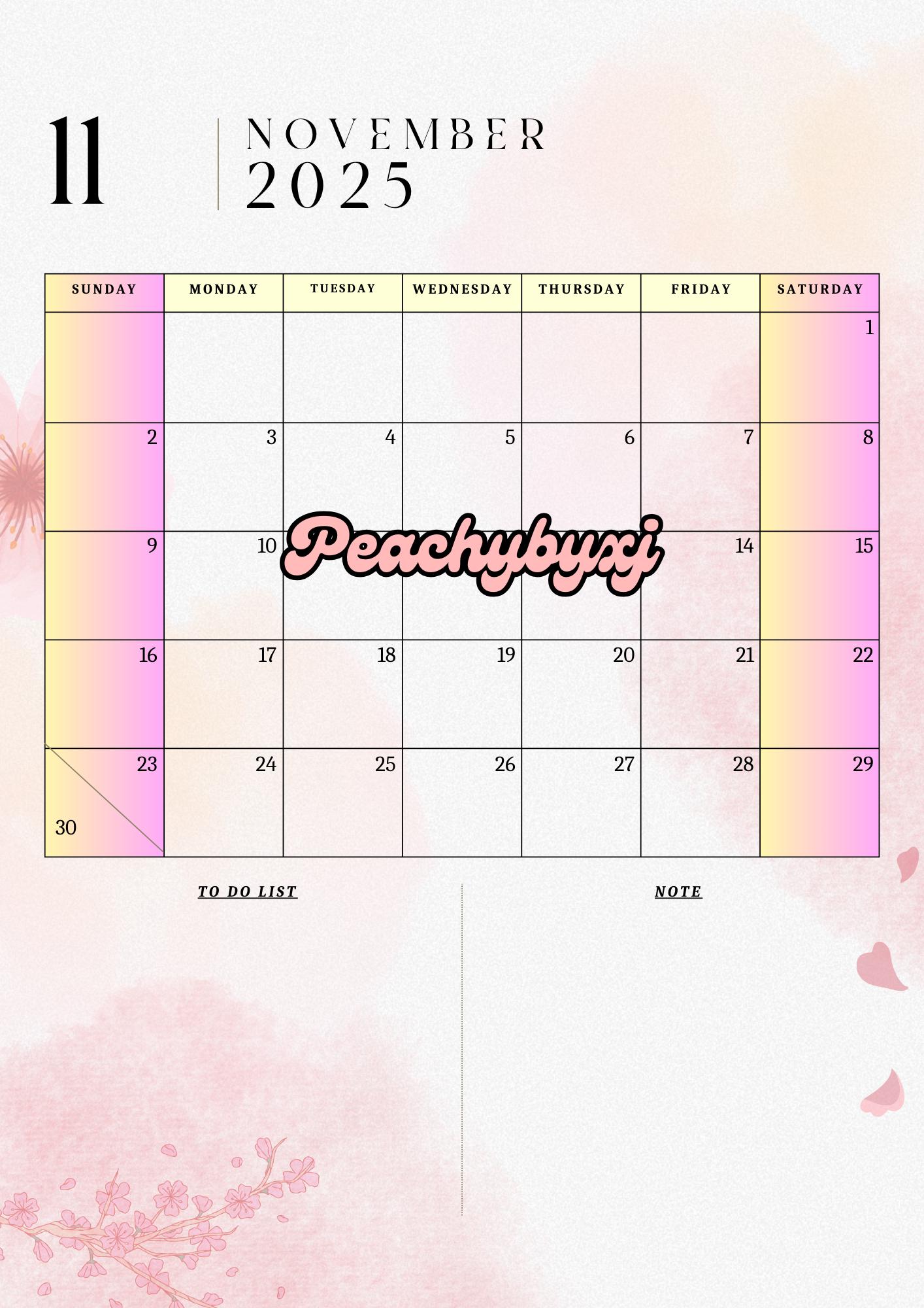 2025 Digital Calendar | INSTANT DOWNLOAD | PRINTABLE | White Sakura ...