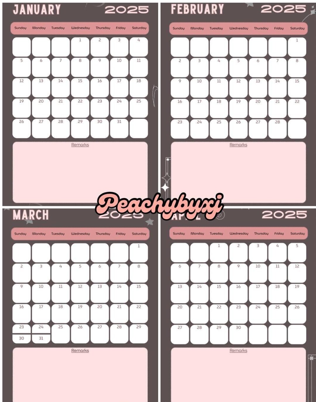 2025 Digital Calendar | INSTANT DOWNLOAD | PRINTABLE | Minimalist ...