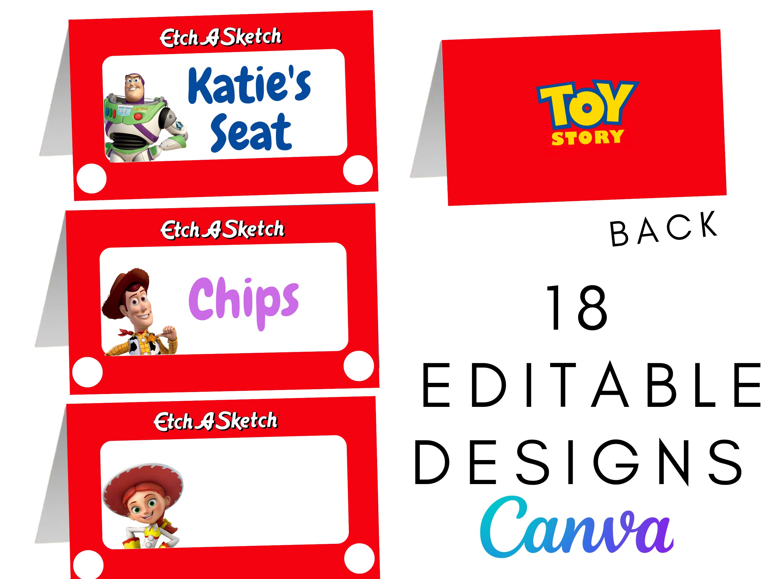 TOY STORY Etch Birthday Decoration Place Cards & Food Labels - Etsy ...