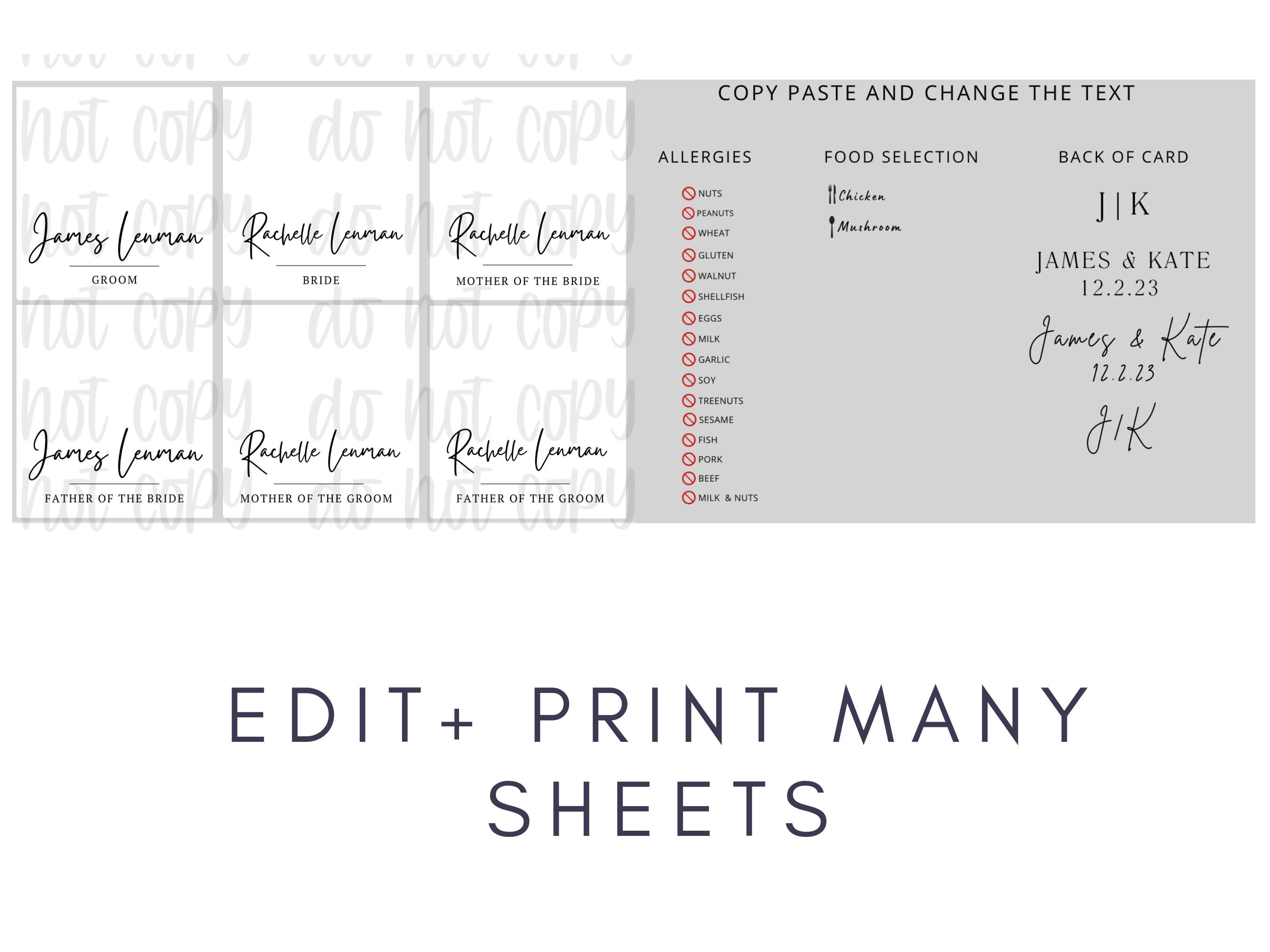 Wedding Guest Labels Celebration Place Cards Anniversary - Etsy