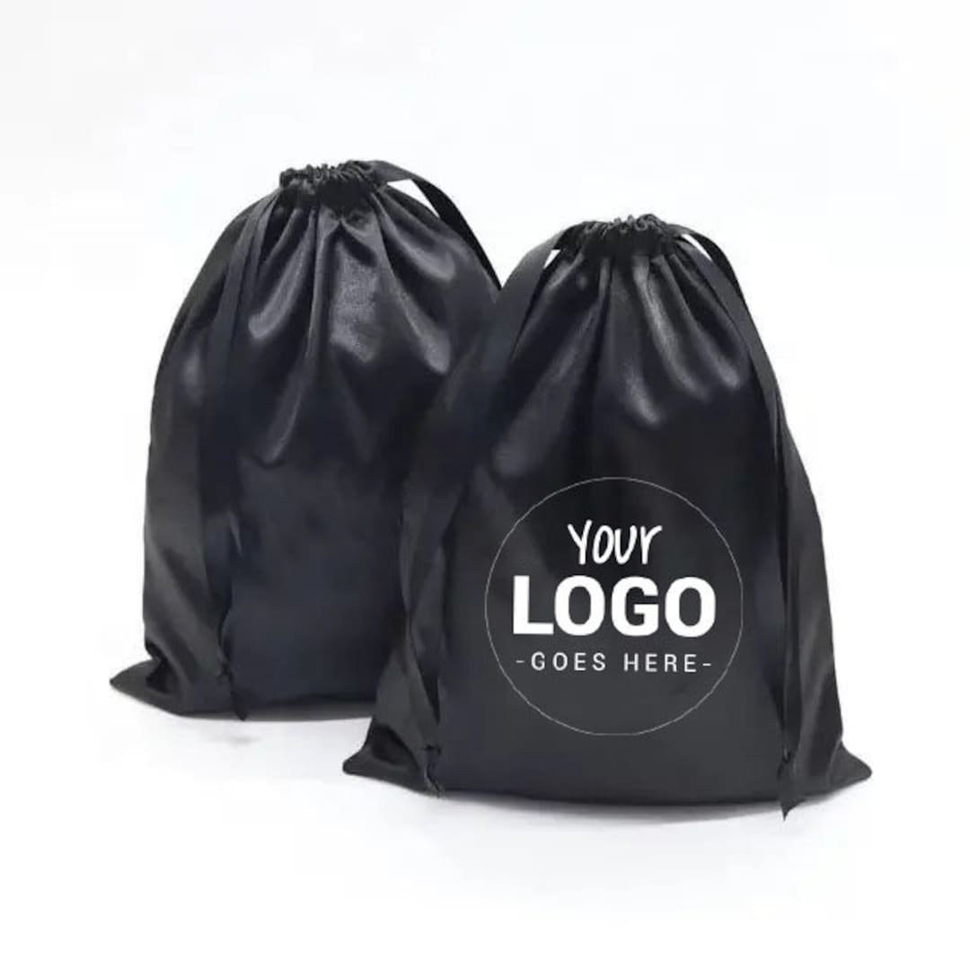 Set of 20/30/50/100 Personalized Logo Drawstring Bag, Satin Bag, Custom ...