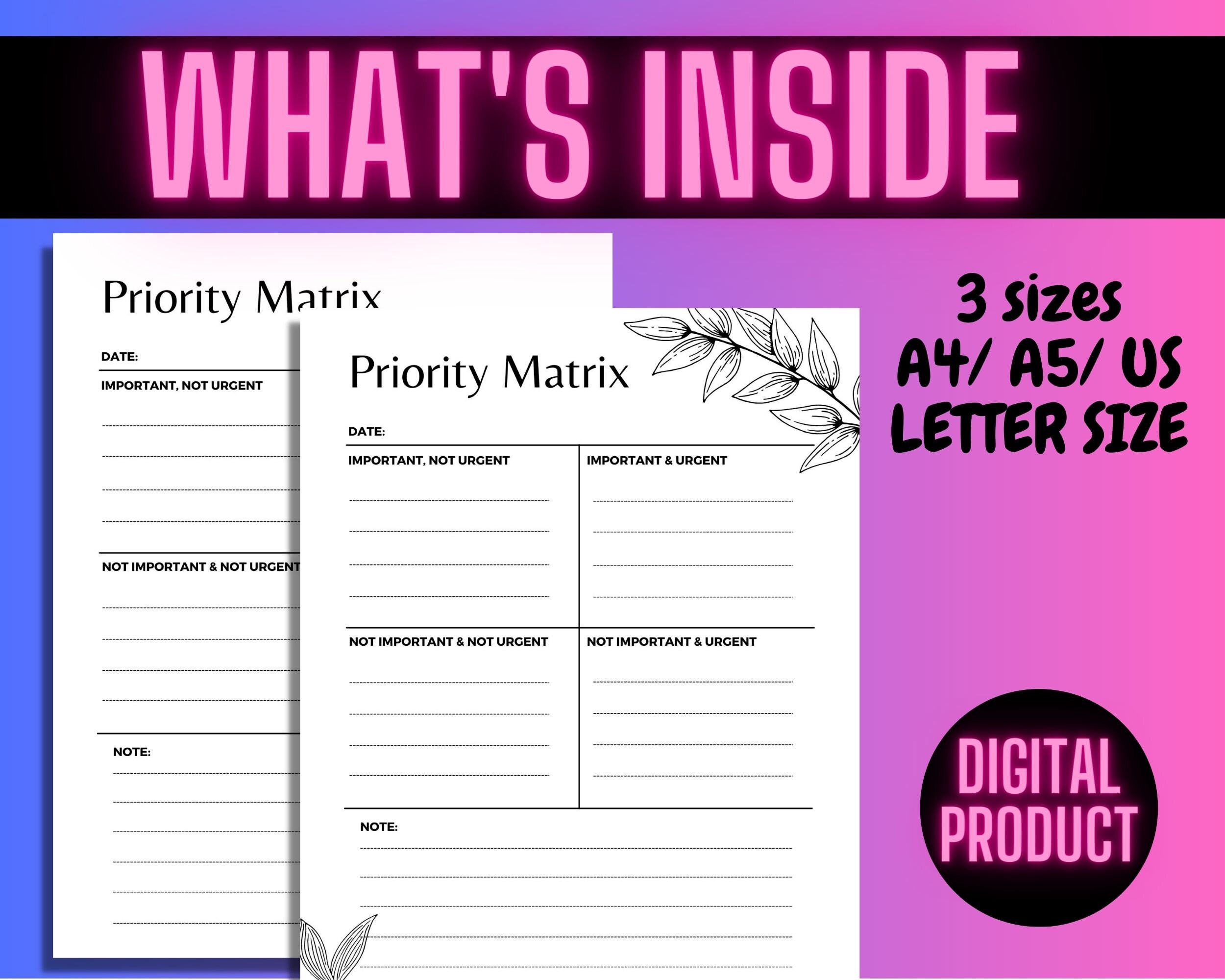 Priority Matrix Printable, Decision Matrix, Eisenhower Matrix, My ...