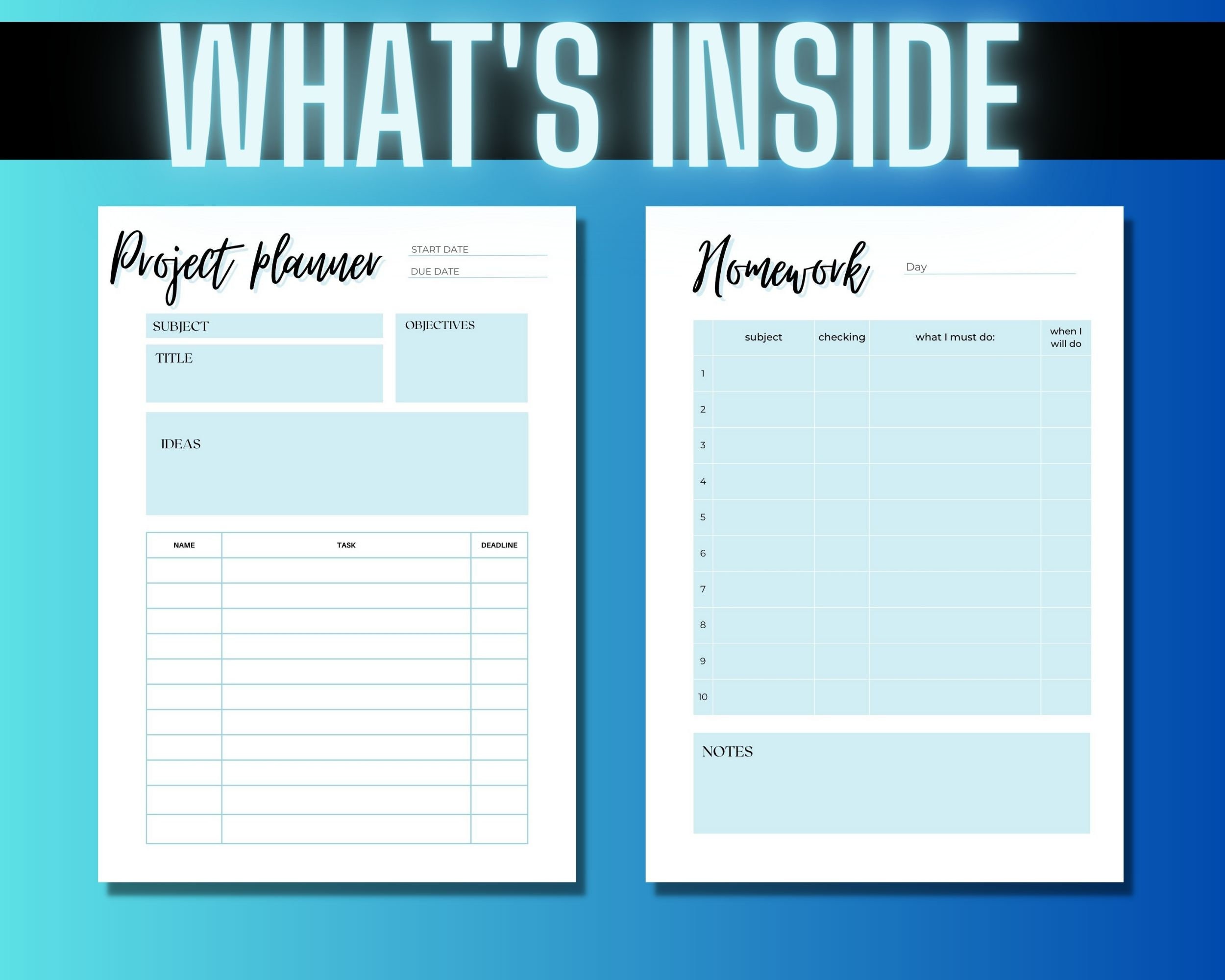 Printable Student Digital Planner, Academic Planner Printable, College ...