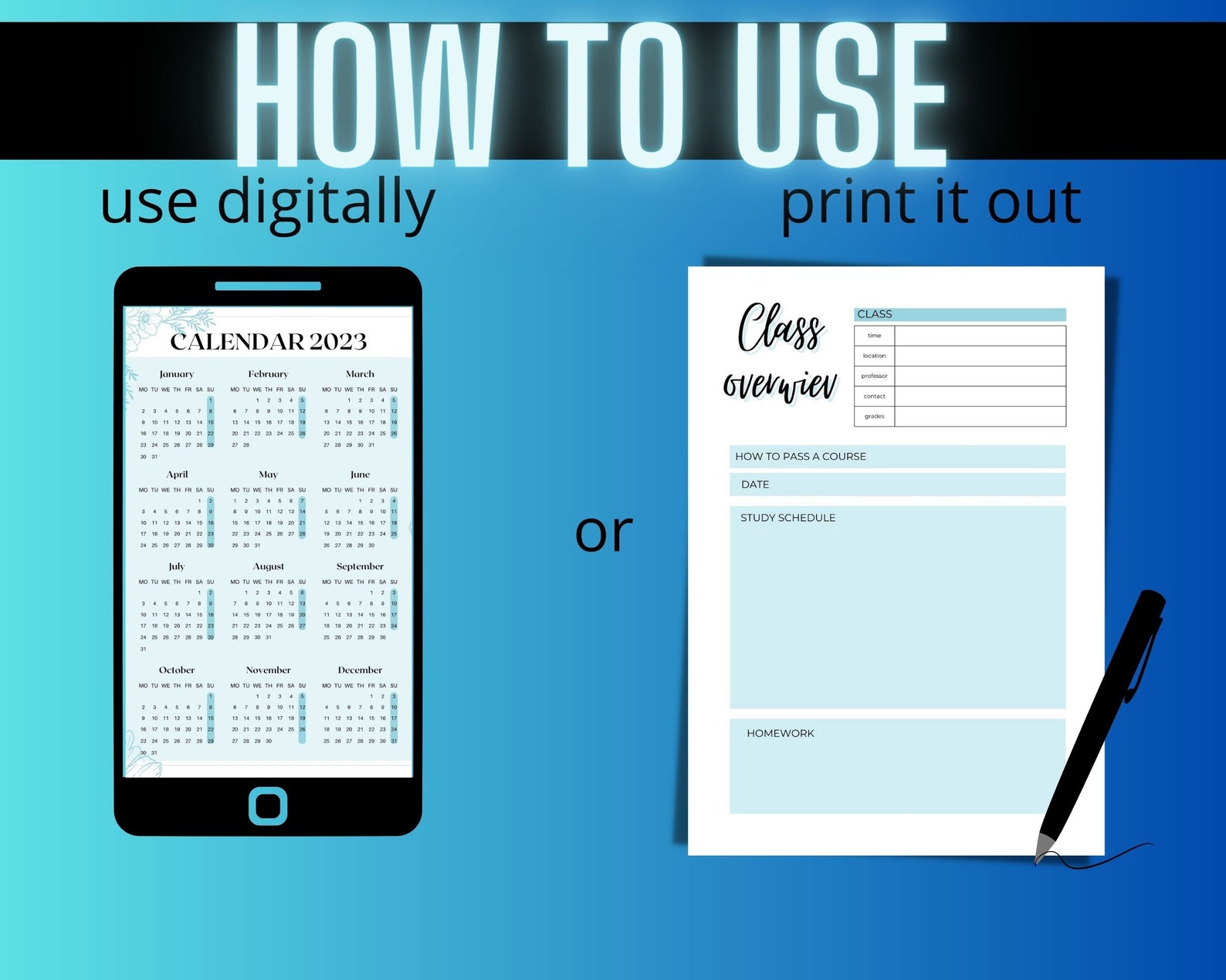 Printable Student Digital Planner Academic Planner Printable - Etsy