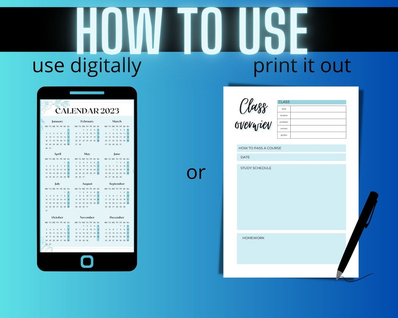 Printable Student Digital Planner Academic Planner Printable - Etsy