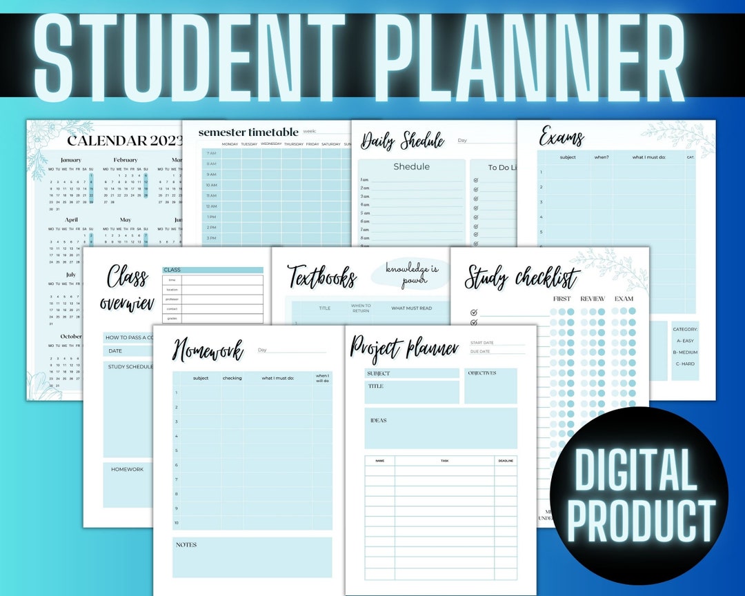 Printable Student Digital Planner Academic Planner Printable - Etsy