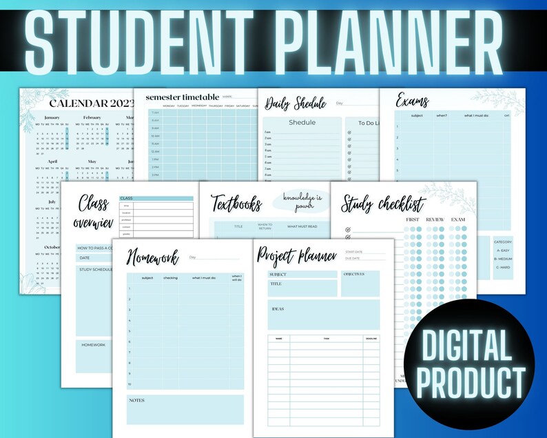Printable Student Digital Planner Academic Planner Printable - Etsy
