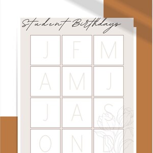 Simple and Easy Student Birthday Calendars- Digital Download- Printable ...