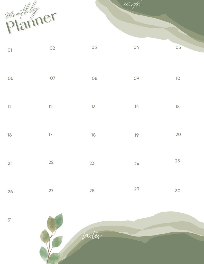 Printable Calendar Template- Digital Download! Reuse From Month to ...