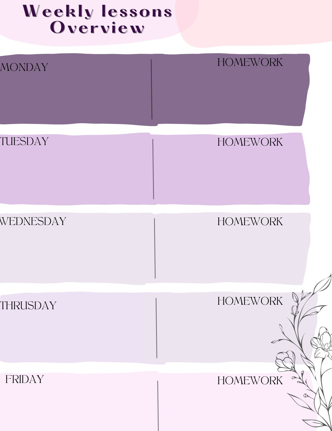 Printable Weekly Lesson Planner Template Digital Download - Etsy