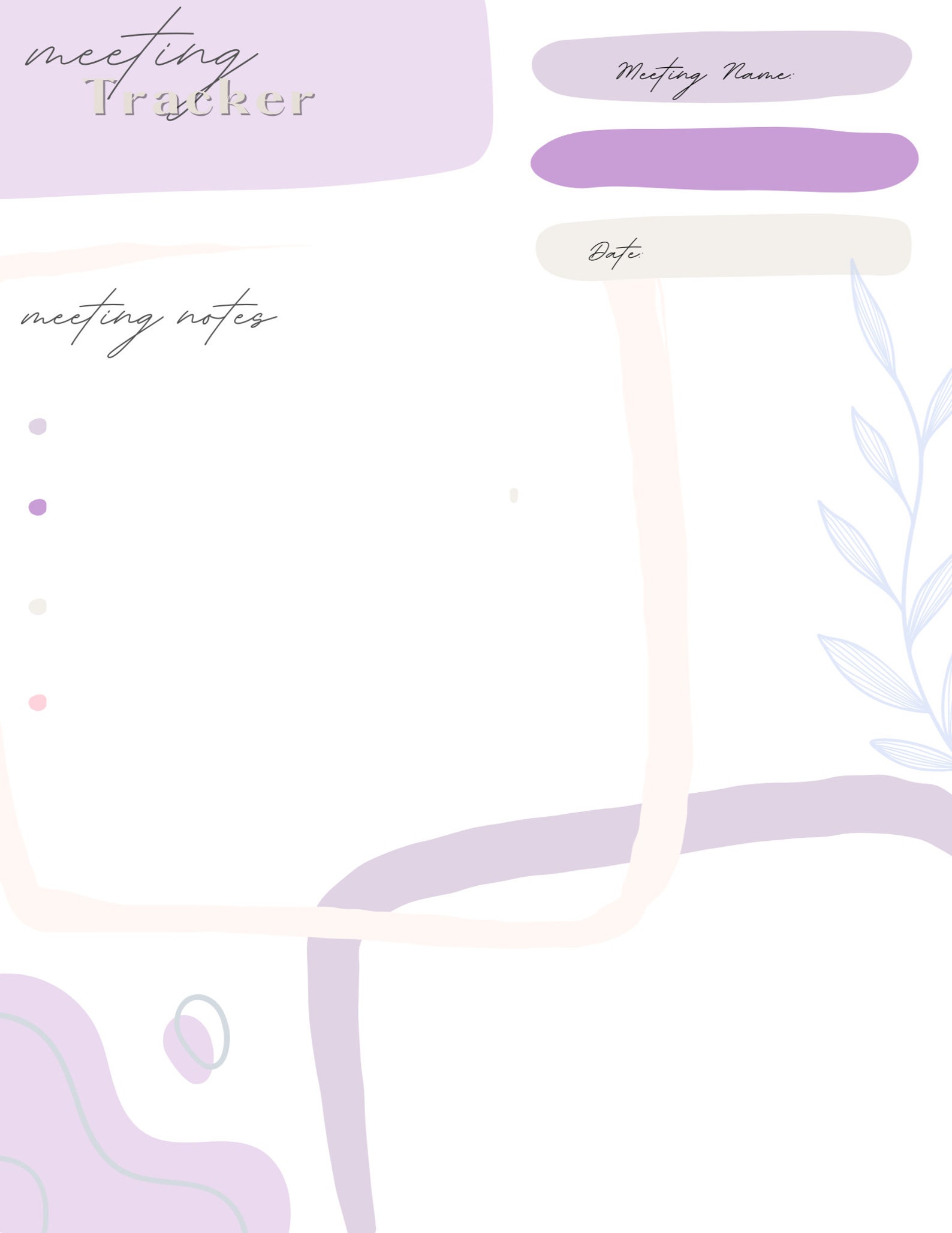 Printable Meeting Note Template- Great for Teachers and Professionals ...