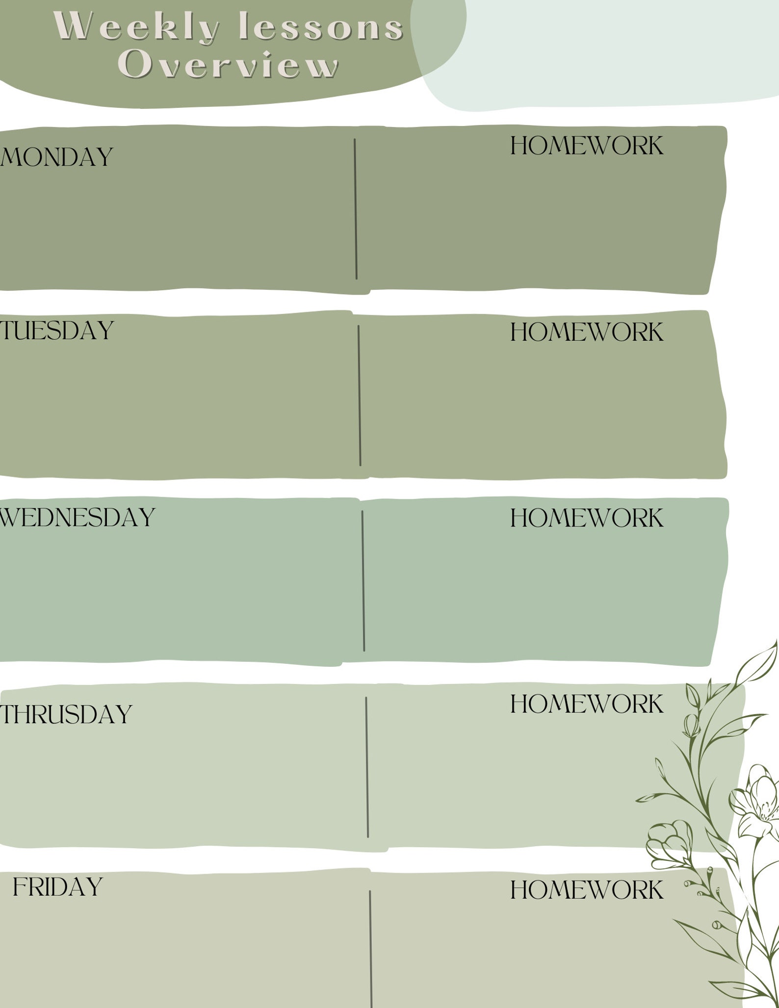 Printable Weekly Lesson Planner Template Digital Download - Etsy