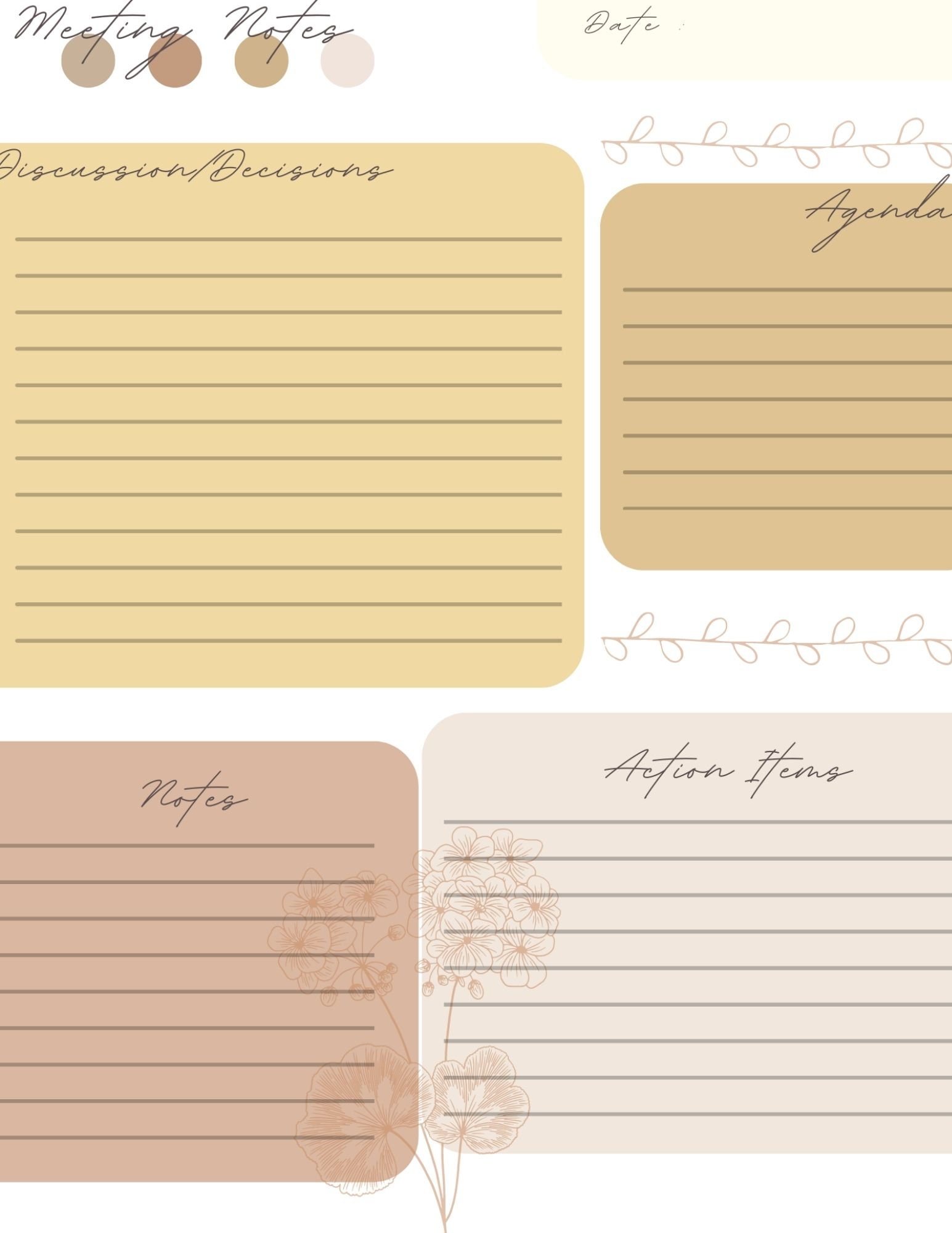 Printable Meeting Note Template- Great for Teachers and Professionals ...