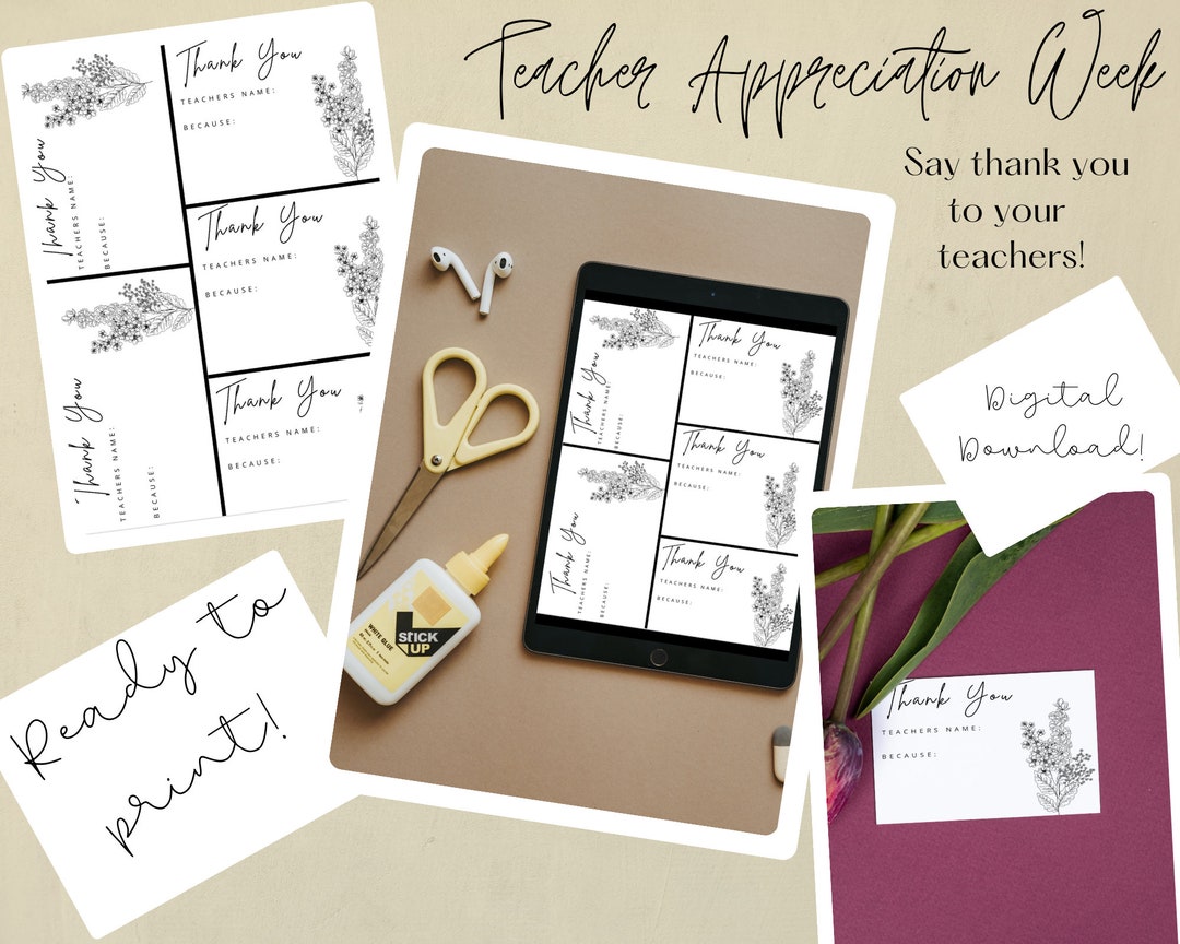 Teacher Appreciation Cards-digital & Printable! - Etsy