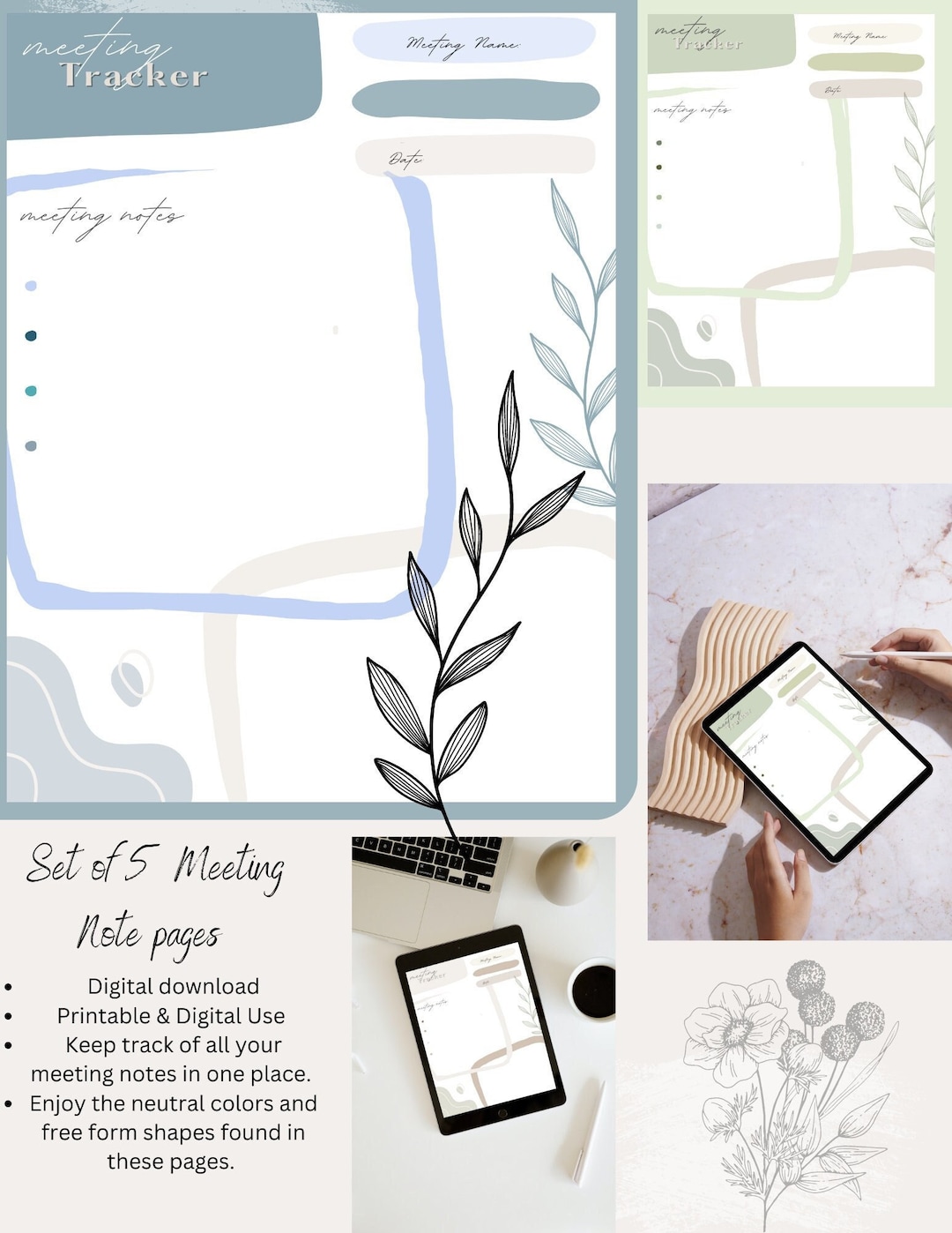 Printable Meeting Note Template- Great for Teachers and Professionals ...