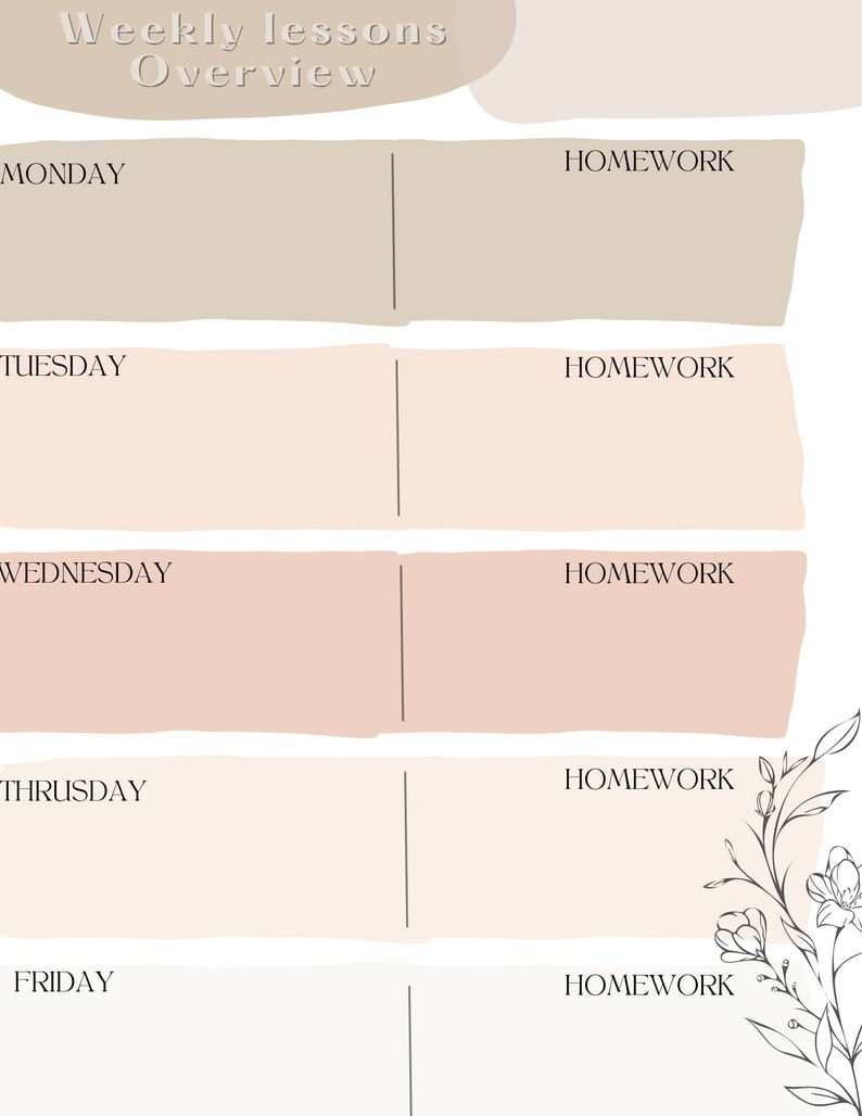 Printable Weekly Lesson Planner Template- Digital Download! - Etsy