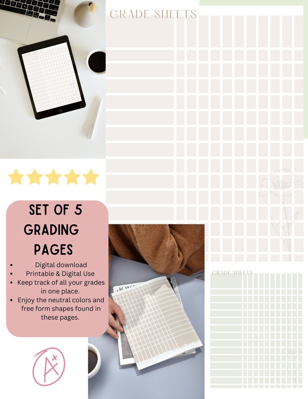 Simple and Easy Grade Sheets- Digital Download- Printable & Editable ...
