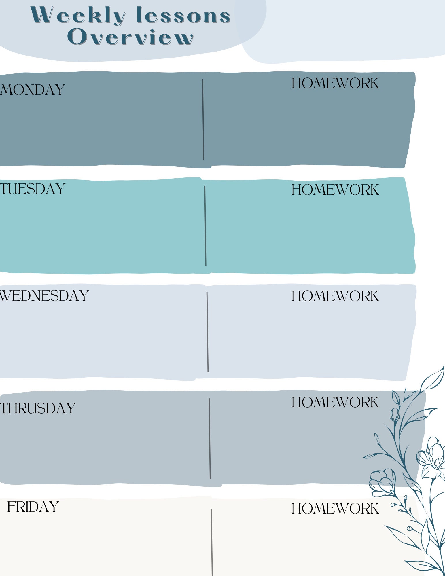 Printable Weekly Lesson Planner Template Digital Download - Etsy