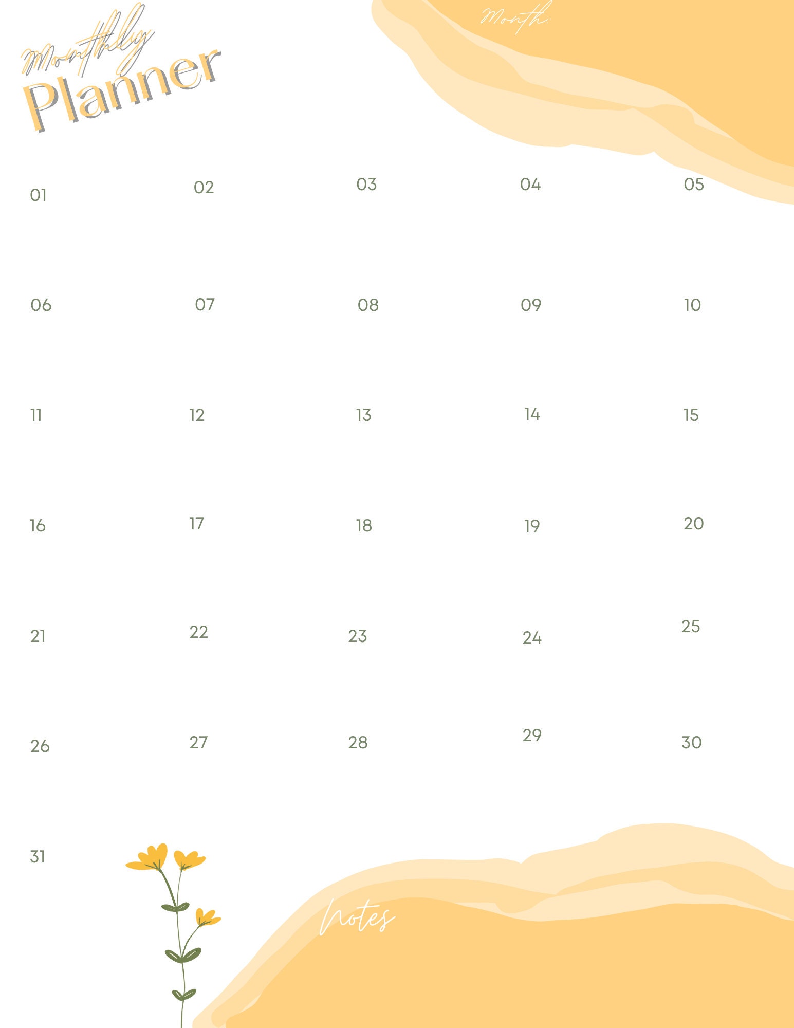 Printable Calendar Template- Digital Download! Reuse From Month to ...