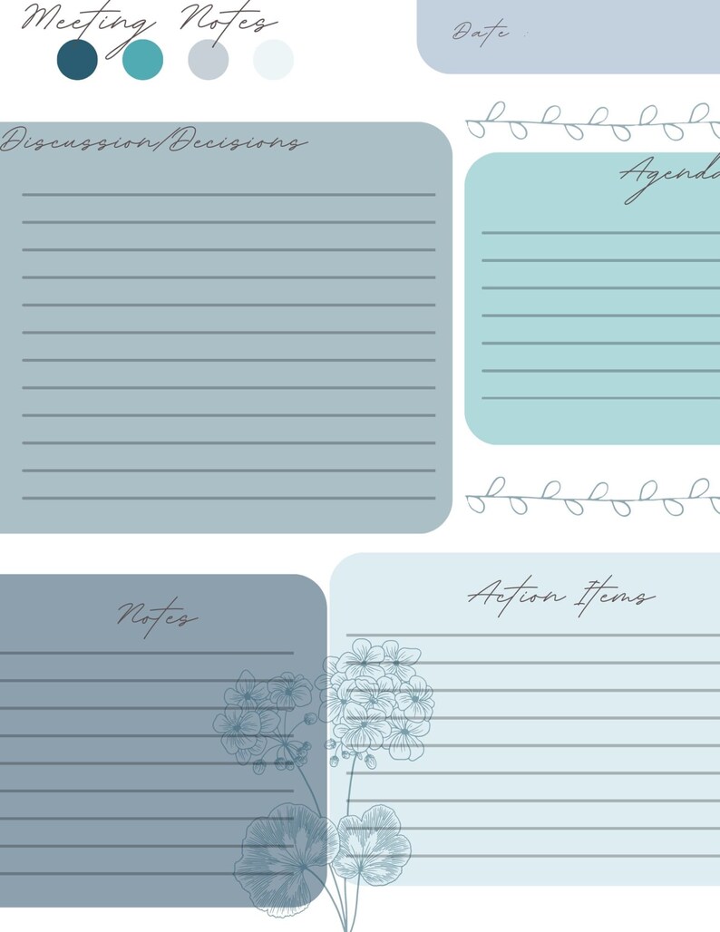 Printable Meeting Note Template- Great for Teachers and Professionals ...