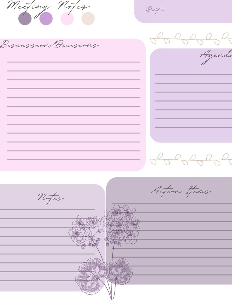 Printable Meeting Note Template- Great for Teachers and Professionals ...