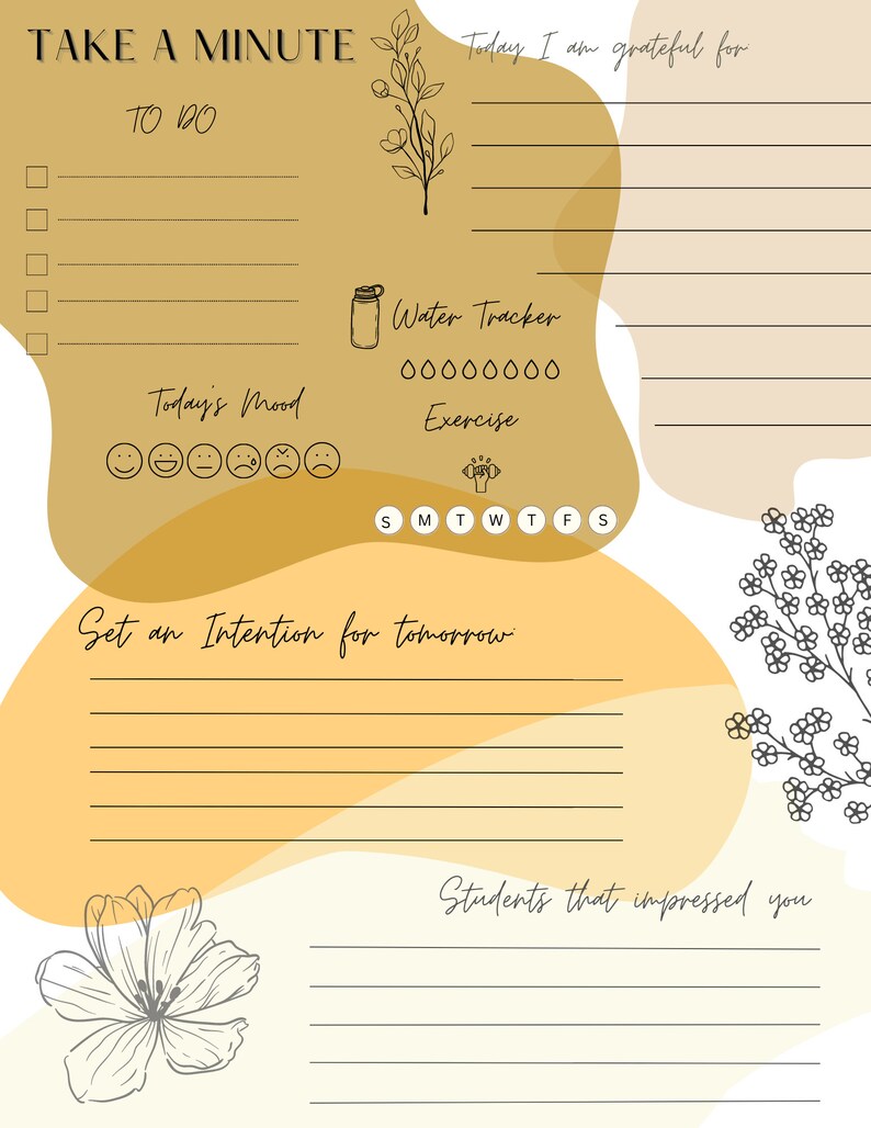 Printable Wellness Tracker - Made for Teachers! Digital Download - Etsy