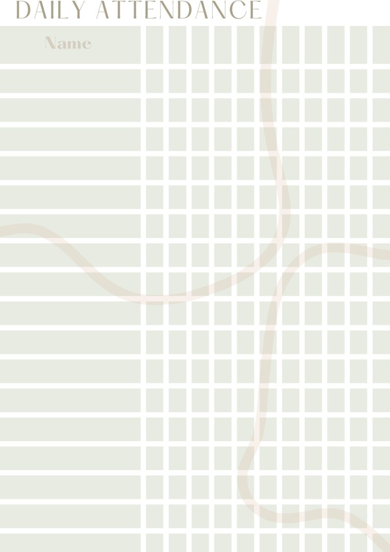 Simple and Easy Attendance Sheets- Digital Download- Printable ...