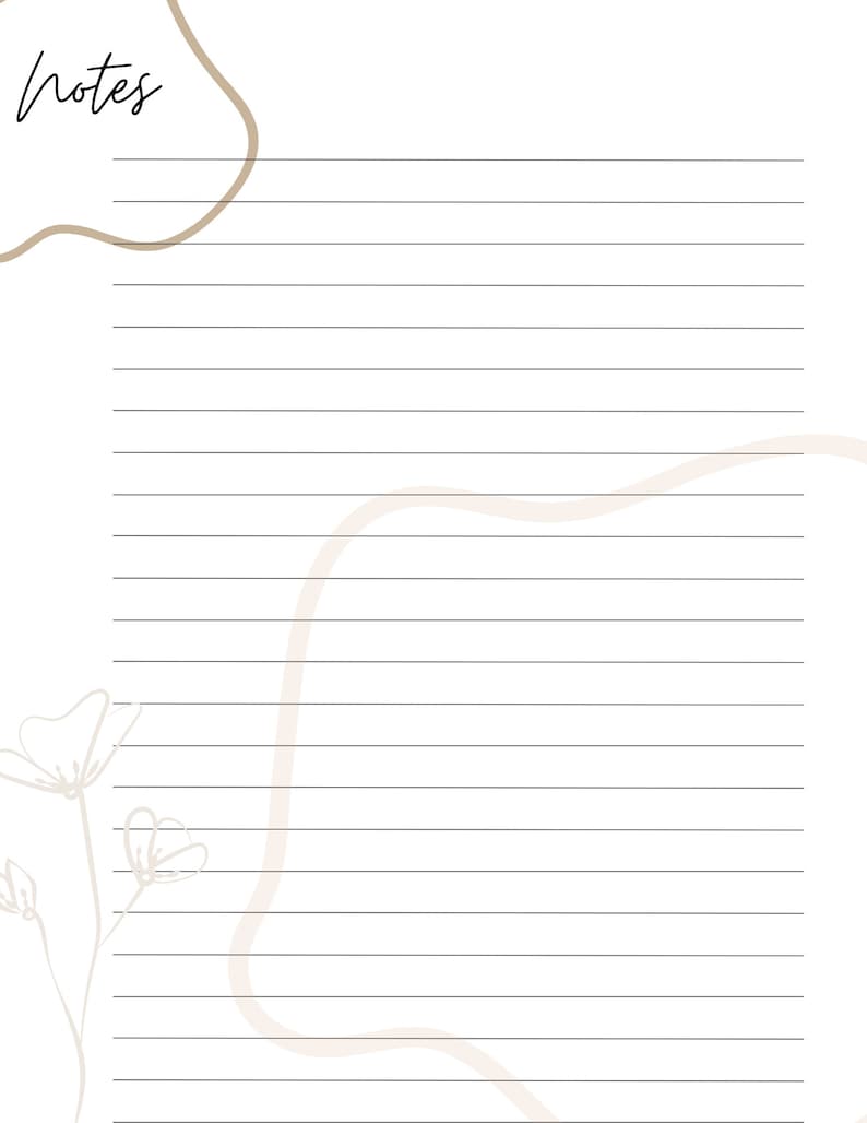 Simple and Easy Note Sheets- Digital Download- Printable & Editable ...