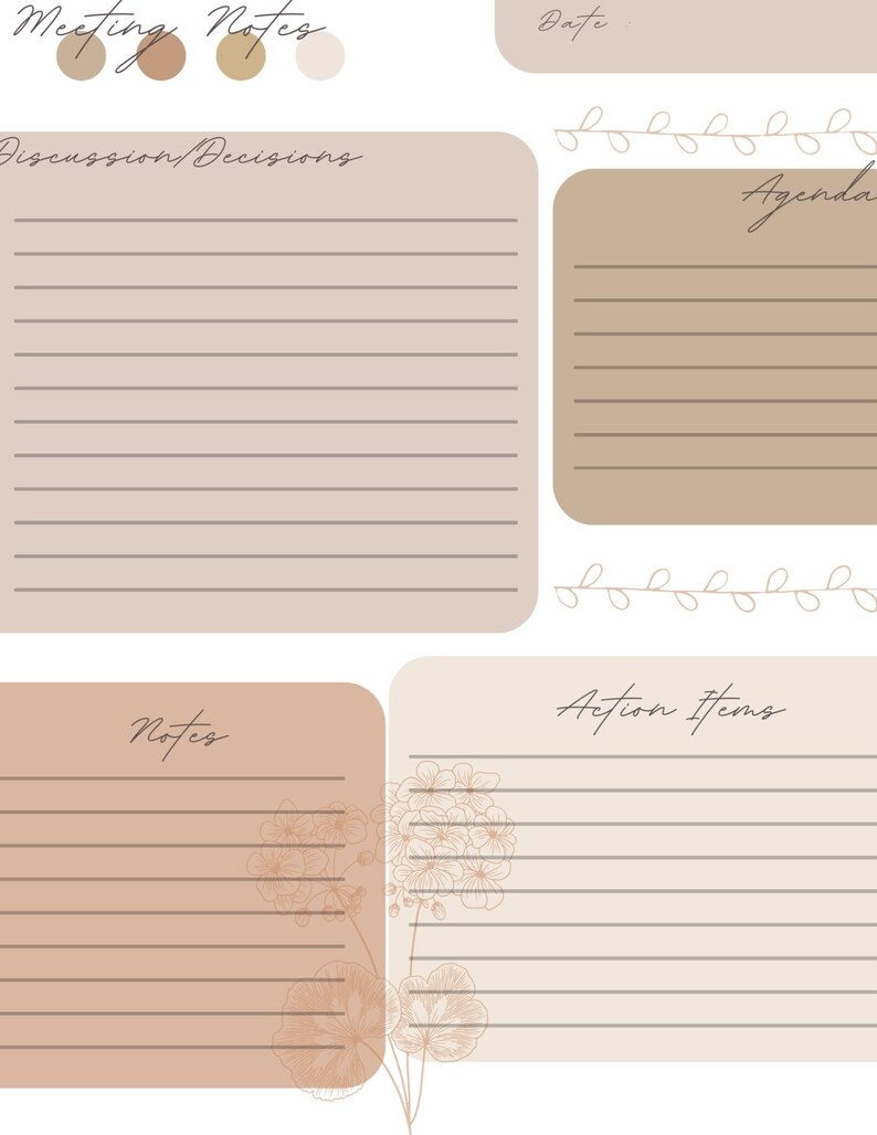 Printable Meeting Note Template- Great for Teachers and Professionals ...