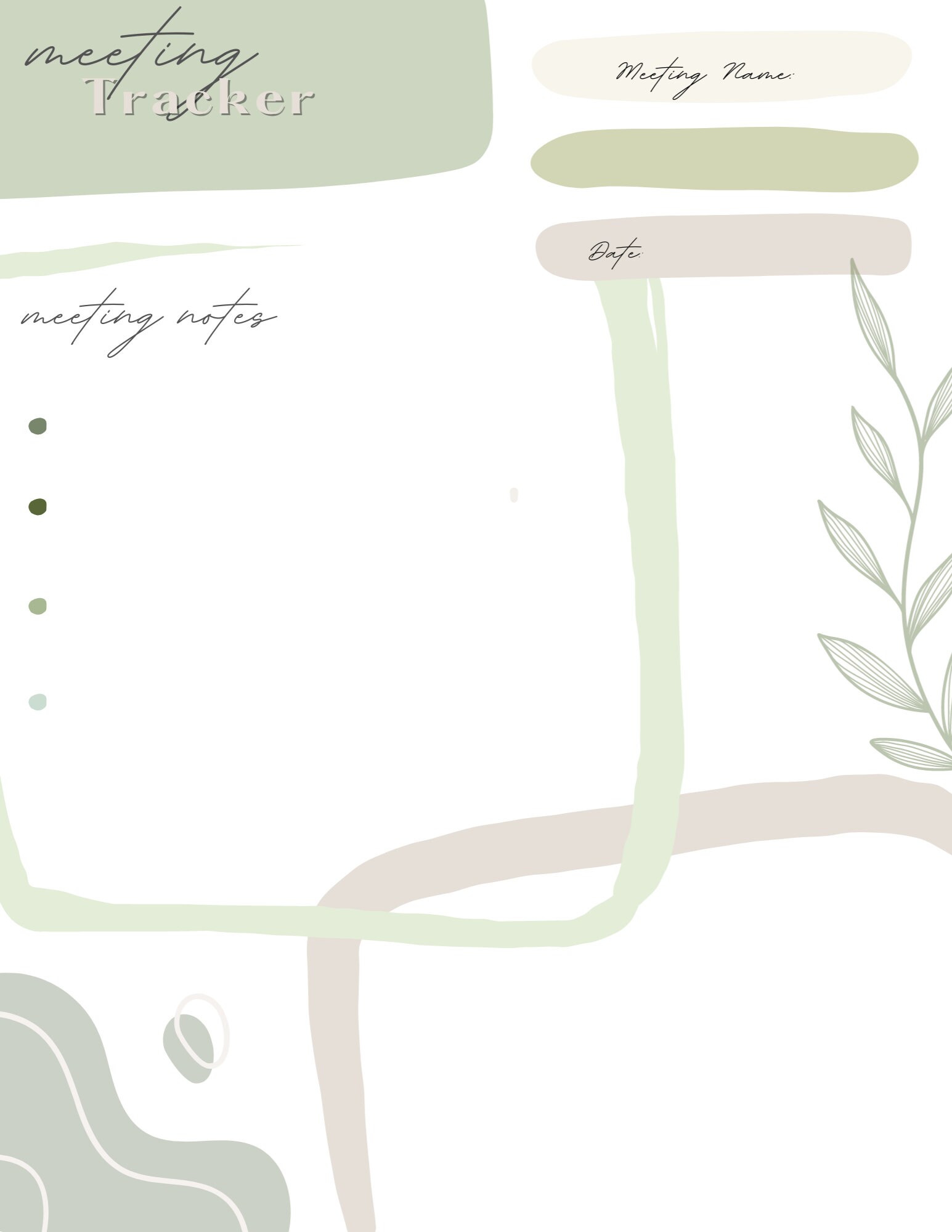 Printable Meeting Note Template- Great for Teachers and Professionals ...