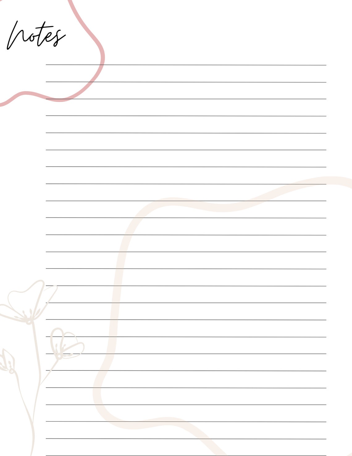 Simple and Easy Note Sheets Digital Download Printable & Editable ...