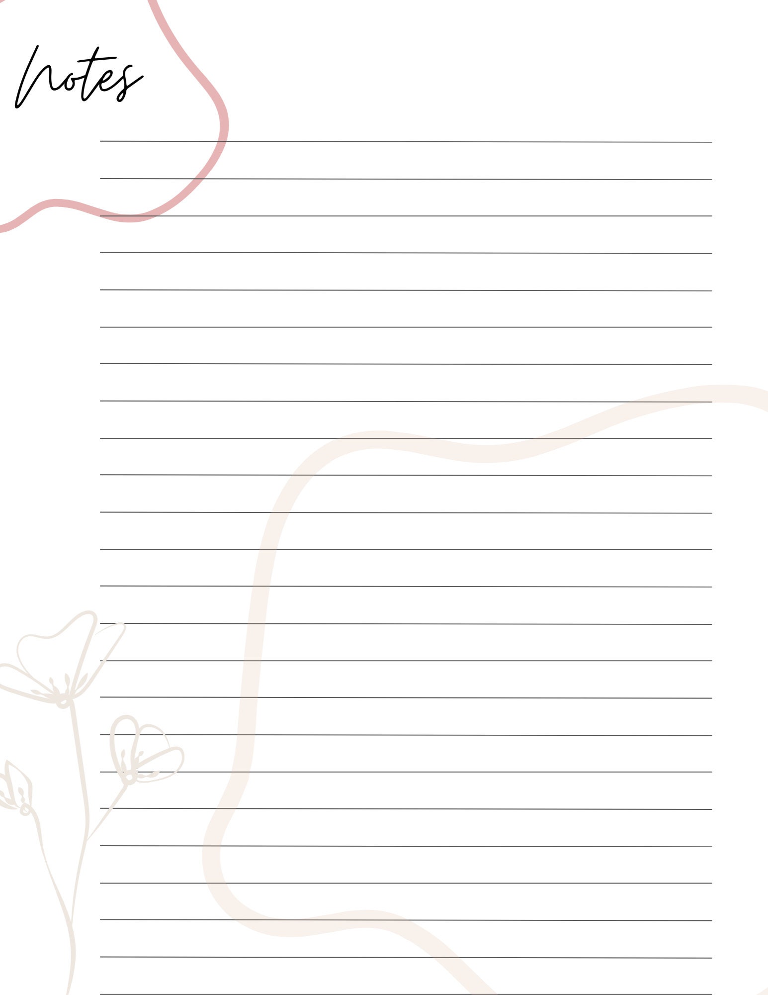 Simple and Easy Note Sheets Digital Download Printable & Editable ...